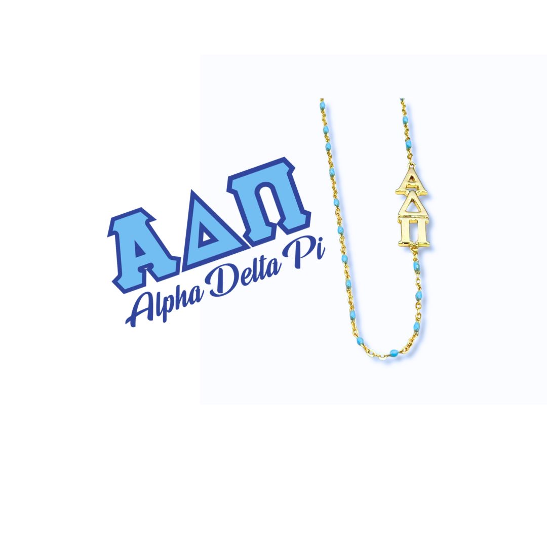 N201 ADP- The Alpha Delta Pi Necklace: Side Set ΑΔΠ Enamel Bead Neckla ...