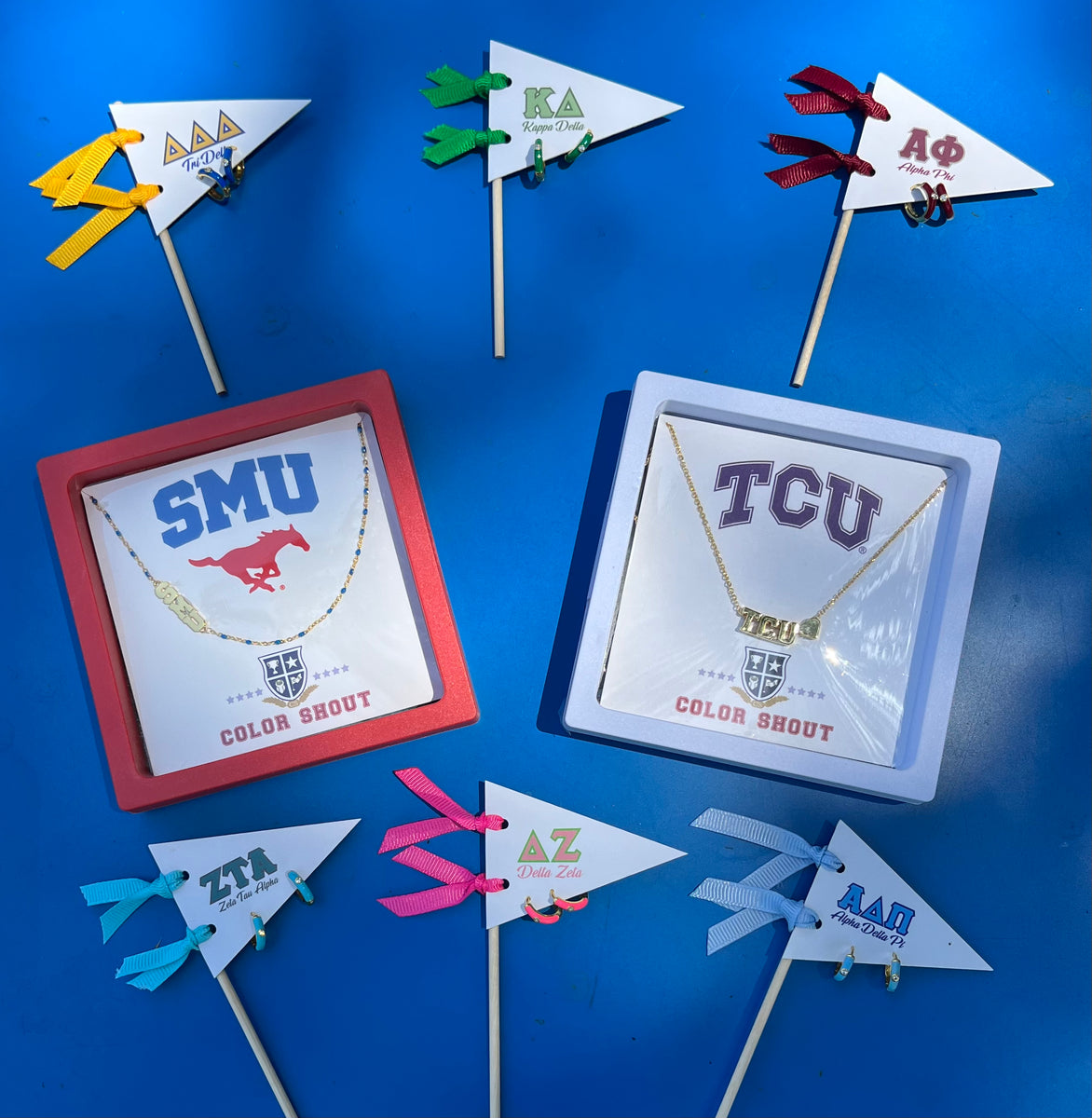 B201 GPB-Gamma Phi Beta Colors Stack: Set of 6 Beaded Stretch Bracelet ...