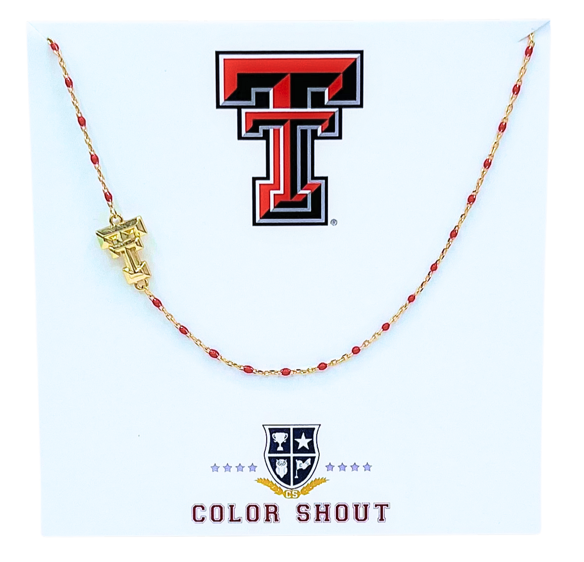 N201 TT-The Texas Tech Necklace: Side Set Texas Tech Logo on Enamel Be ...