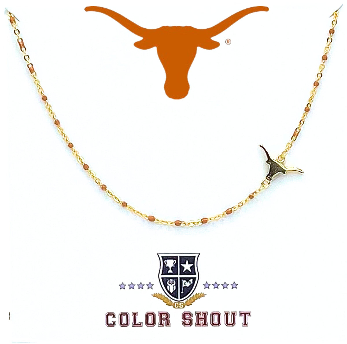 N201 TX-The University of Texas Logo Necklace: Side Set Texas Longhorn ...