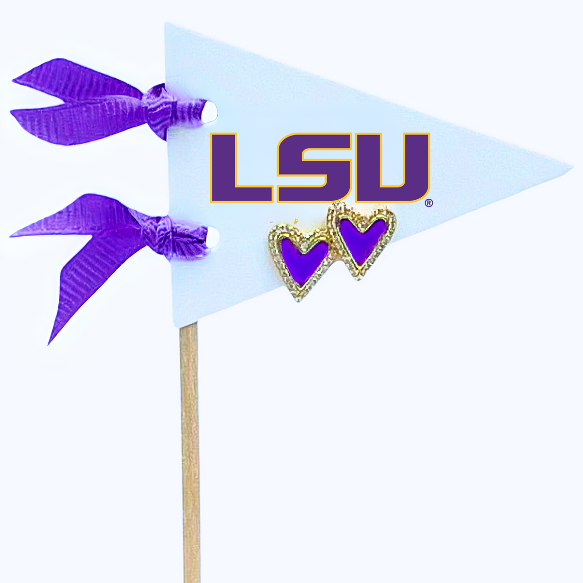 E205-LSU LSU Purple Heart Studs on Pennant Flag – Color Shout