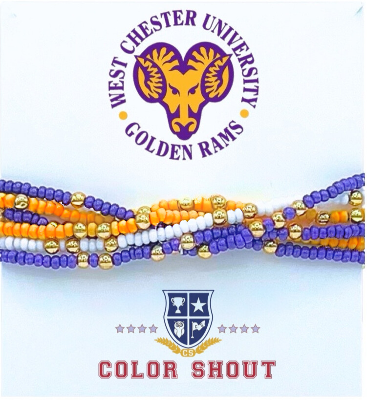 B201 WCU-West CHester University Colors Stack: Set of 6 Beaded Stretch ...